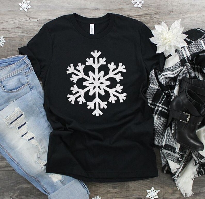 Snowflake Shirt, Glitter Christmas Shirt,womens Christmas Shirt ...