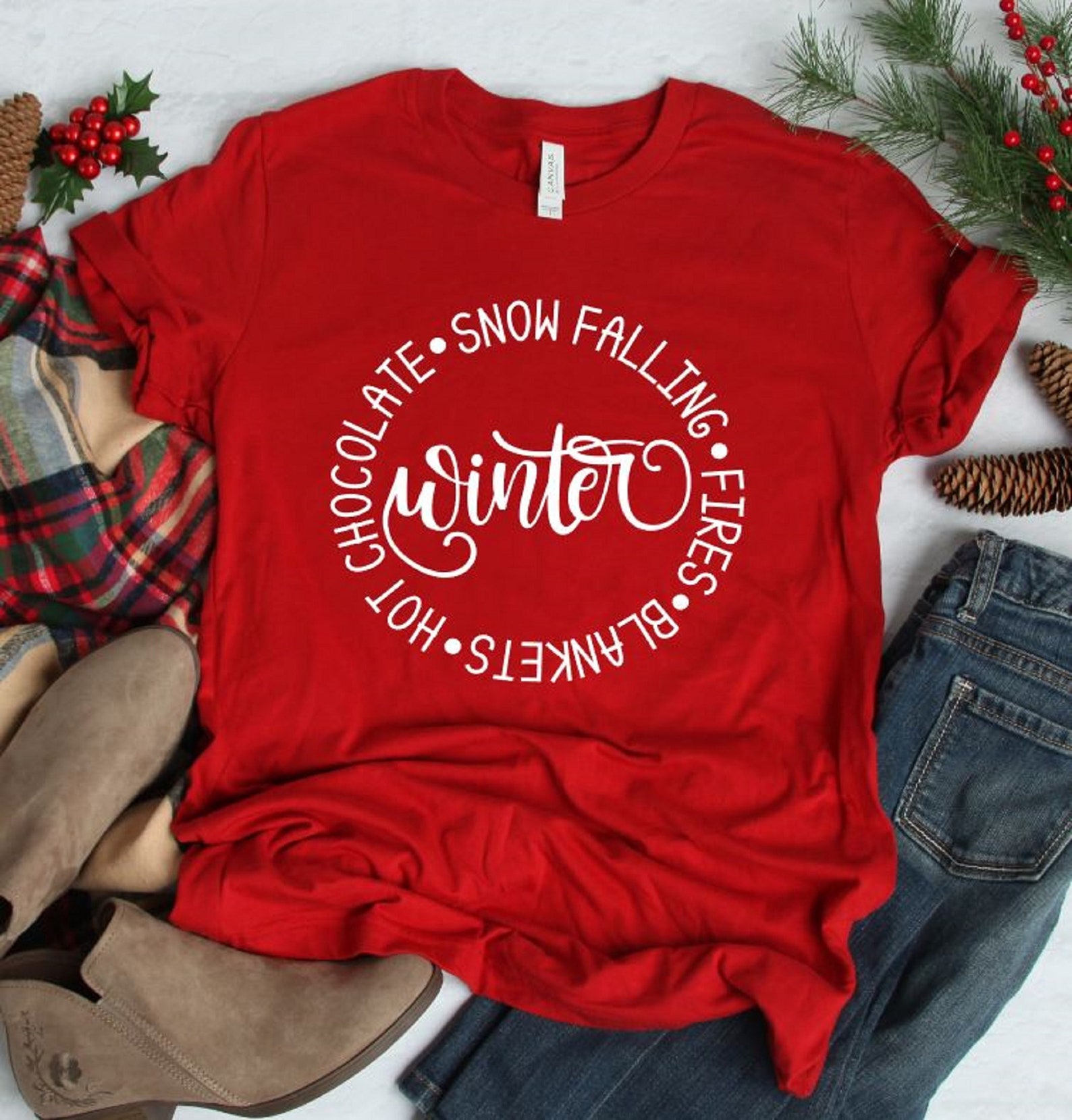 Cute Winter Shirts Winter Graphic Tees Ladies Christmas - Etsy