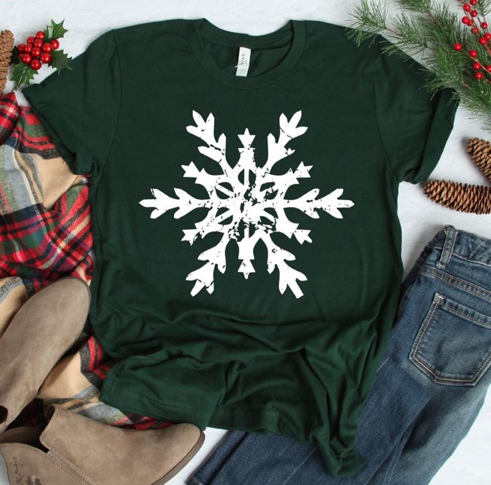 Womens Snowflake Shirt- 4 Colors -grunge Snowflake Christmas Shirt ...