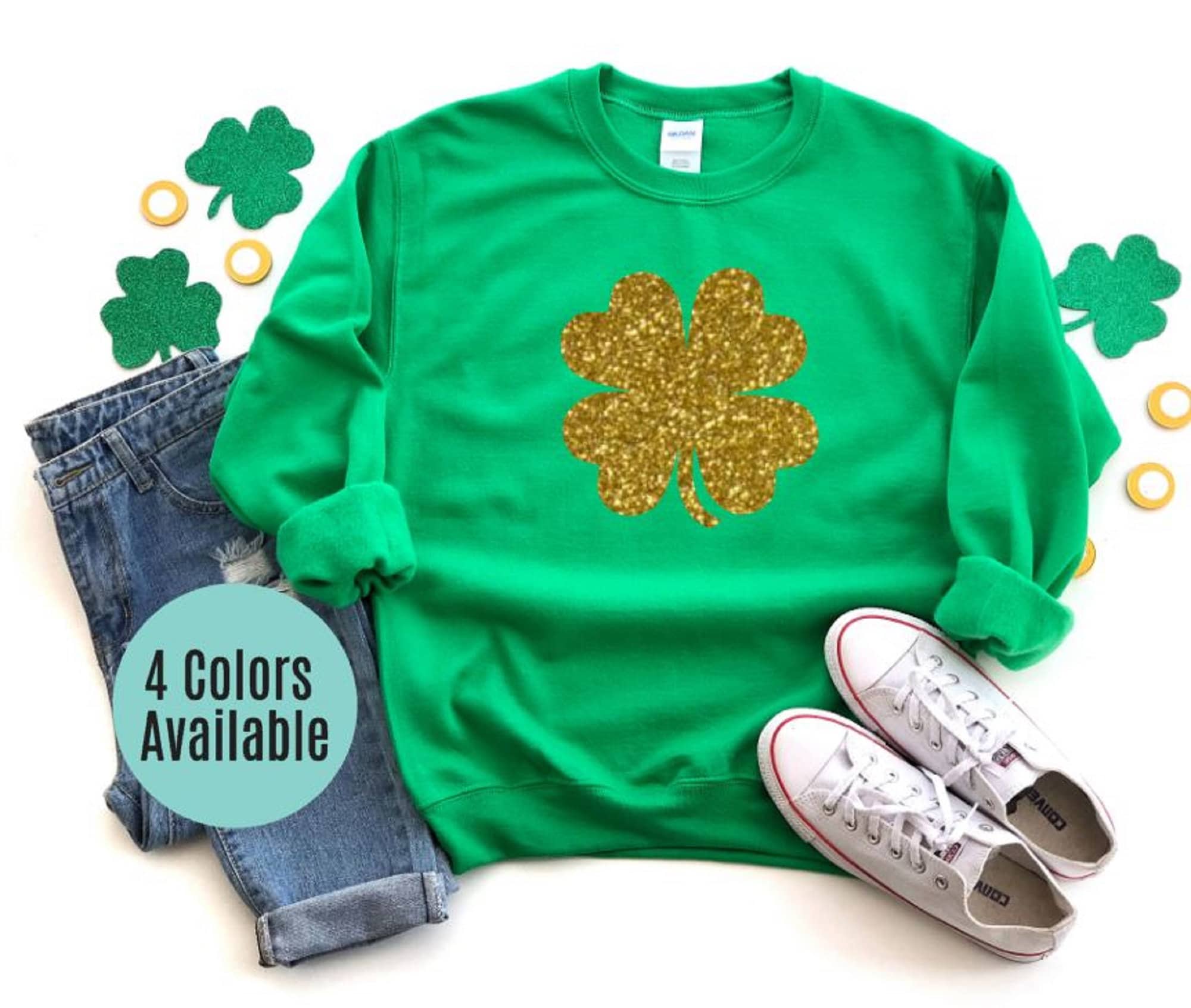 Shamrock Shirt St Patricks Day Sweatshirt Glitter Shamrock | Etsy