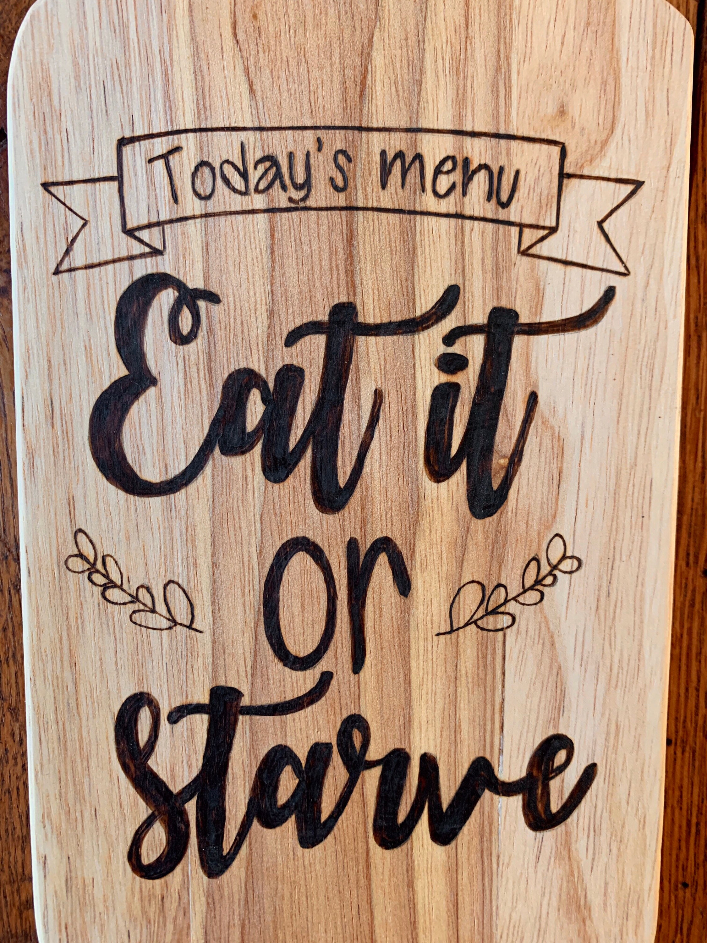 Todays Menu Cutting Board Custom Wood Burned Personalized Hand Made ...
