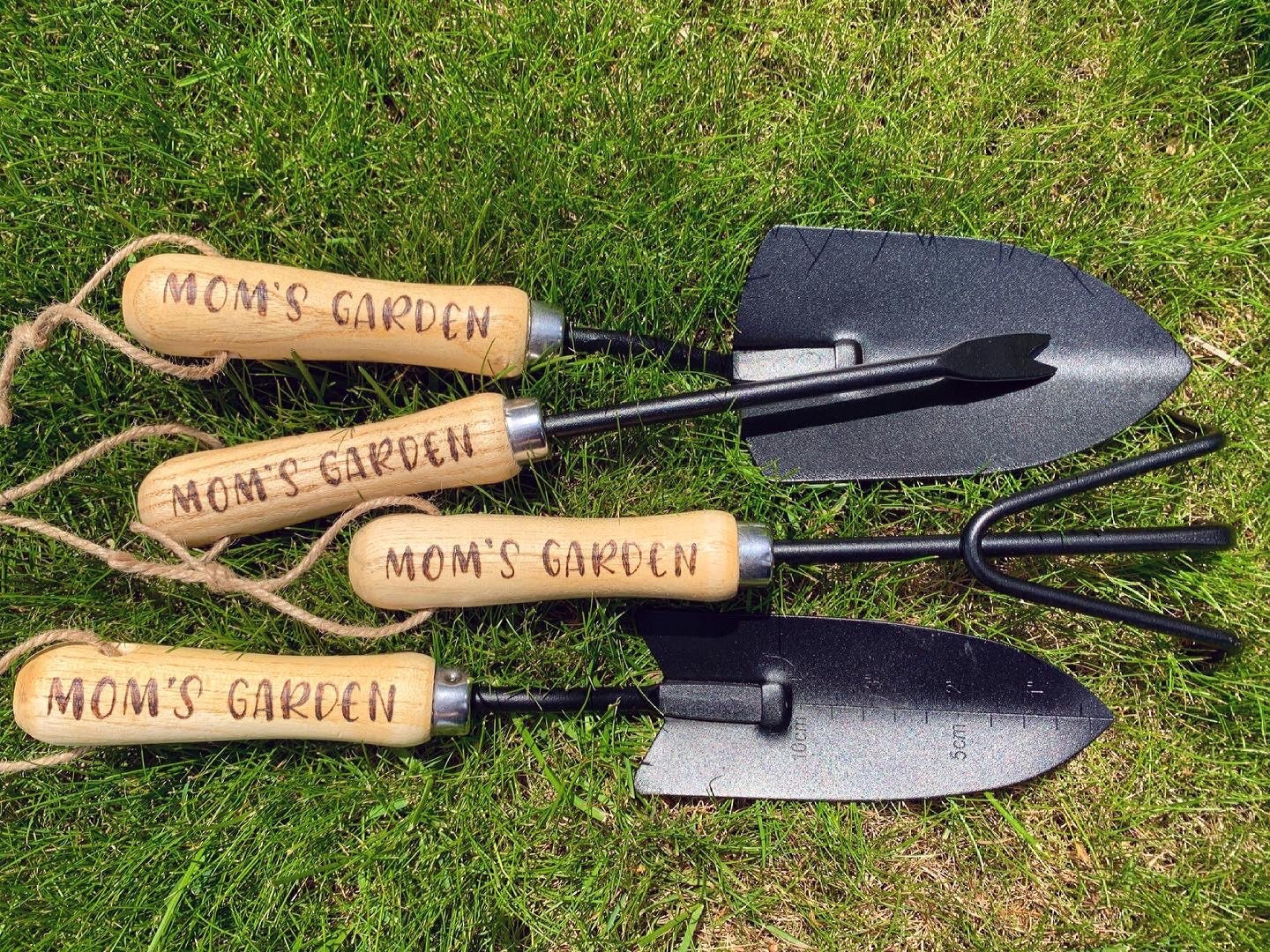 Personalized Garden Tool Set (4pc) - Gifts for Mom Grandma - Woodburned ...
