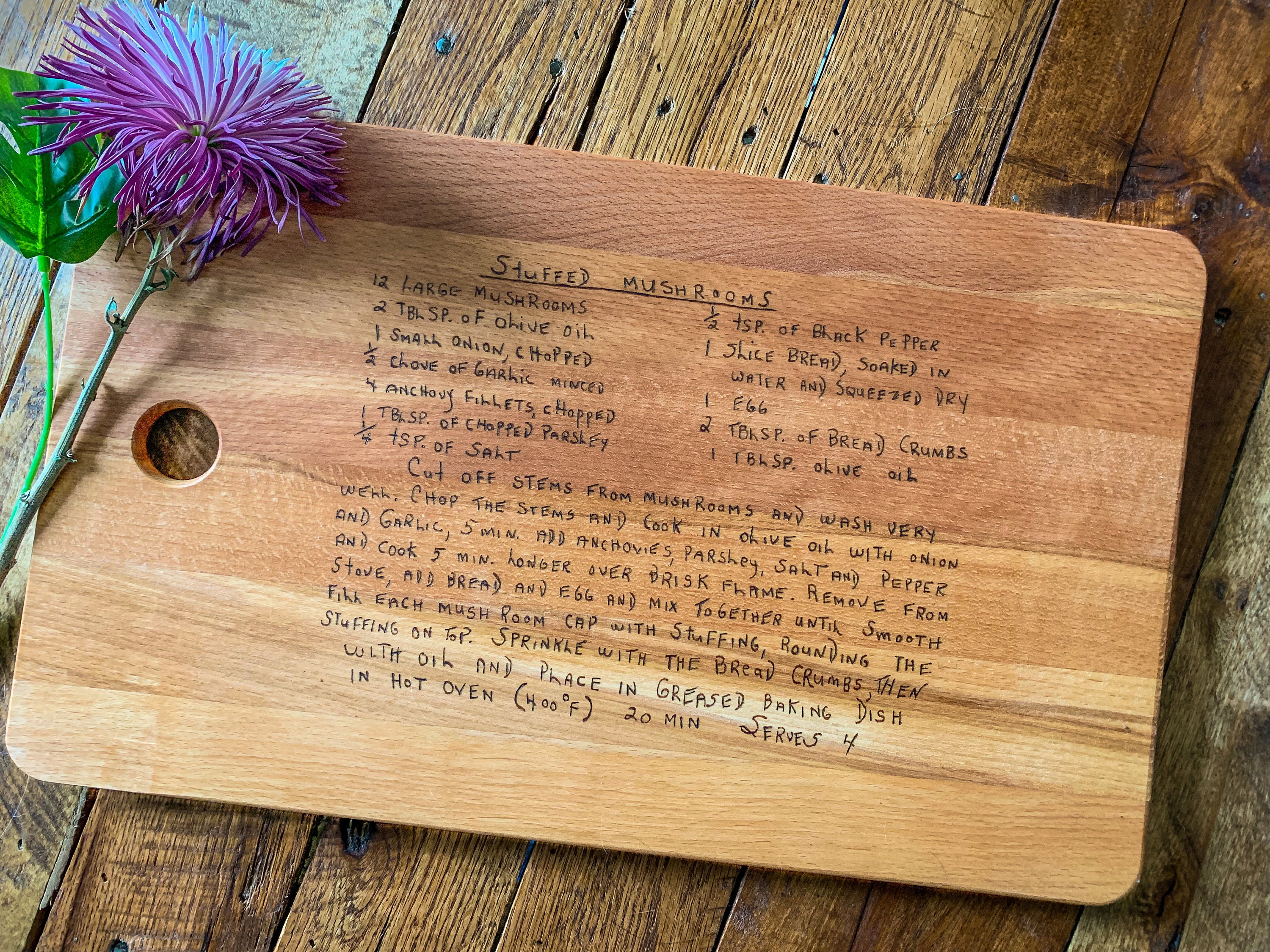 Custom Handwritten Recipe Cutting Board - Grandmas Recipe - Wood Burned ...