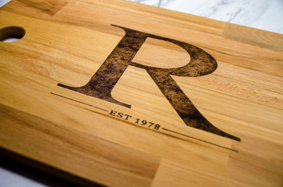 Initial Custom Cutting Board Custom Wood Burned Personalized Cutting ...