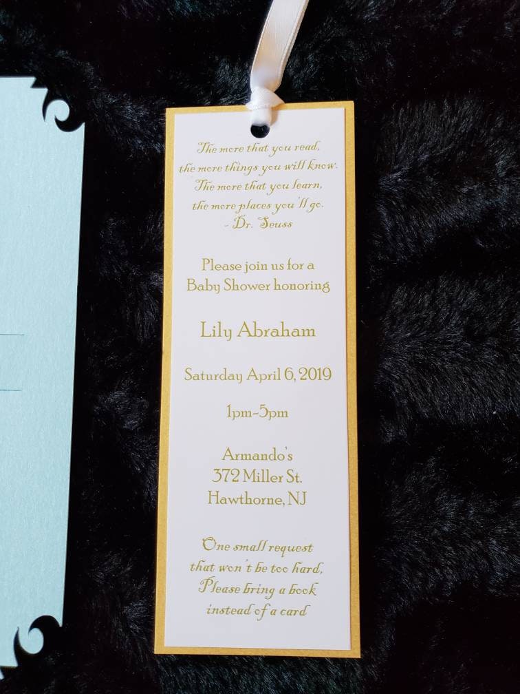 STATELY CHAPTERS - Bookmark Invitation - Etsy