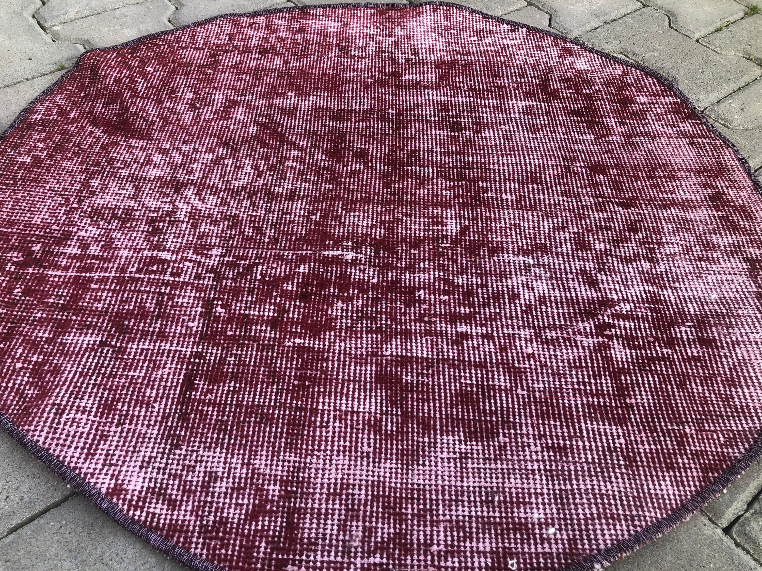 Red Round Rug, Round Boho Rug, 2.6 X 2.6 Ft, Cotton Round Area Rug ...