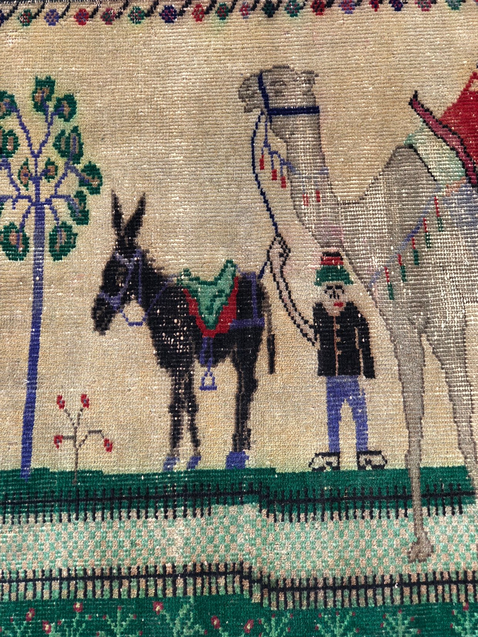 Rug on Rug Man Donkey and Camel Weaving on Rug Decorative | Etsy