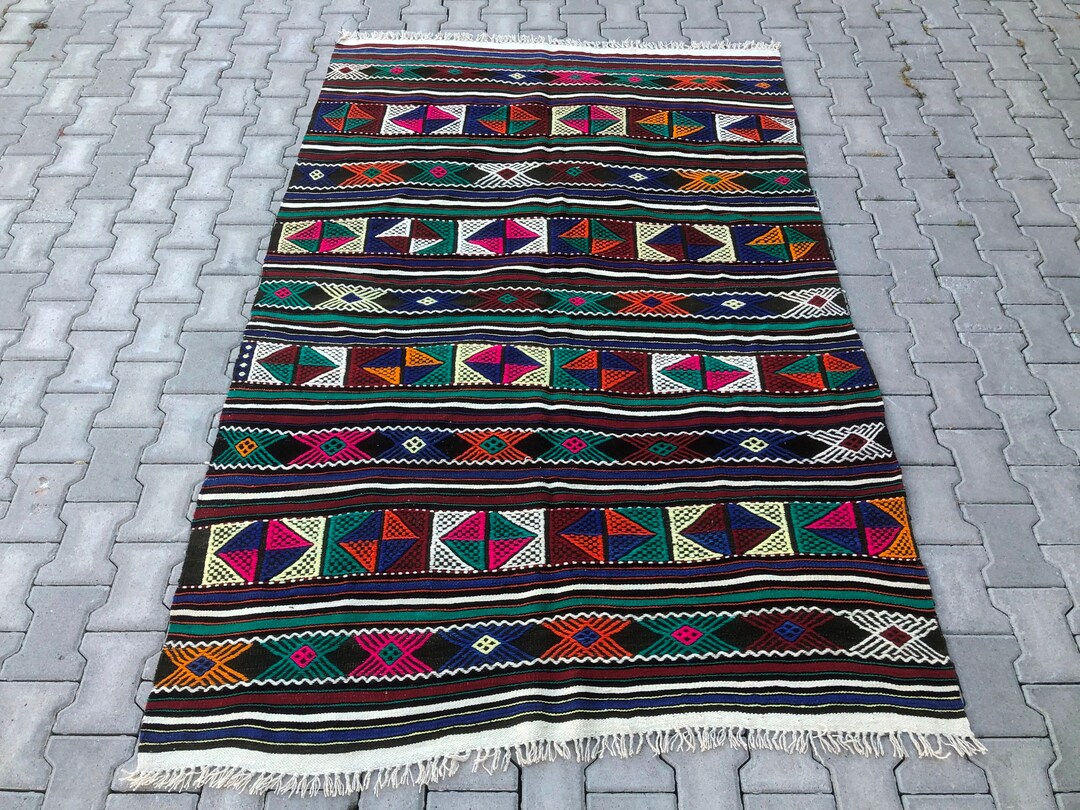 Wool Kilim Rug, Throw Rug, Vintage Kilim Rug, 5.16 X 7.5 Ft, Turkish ...