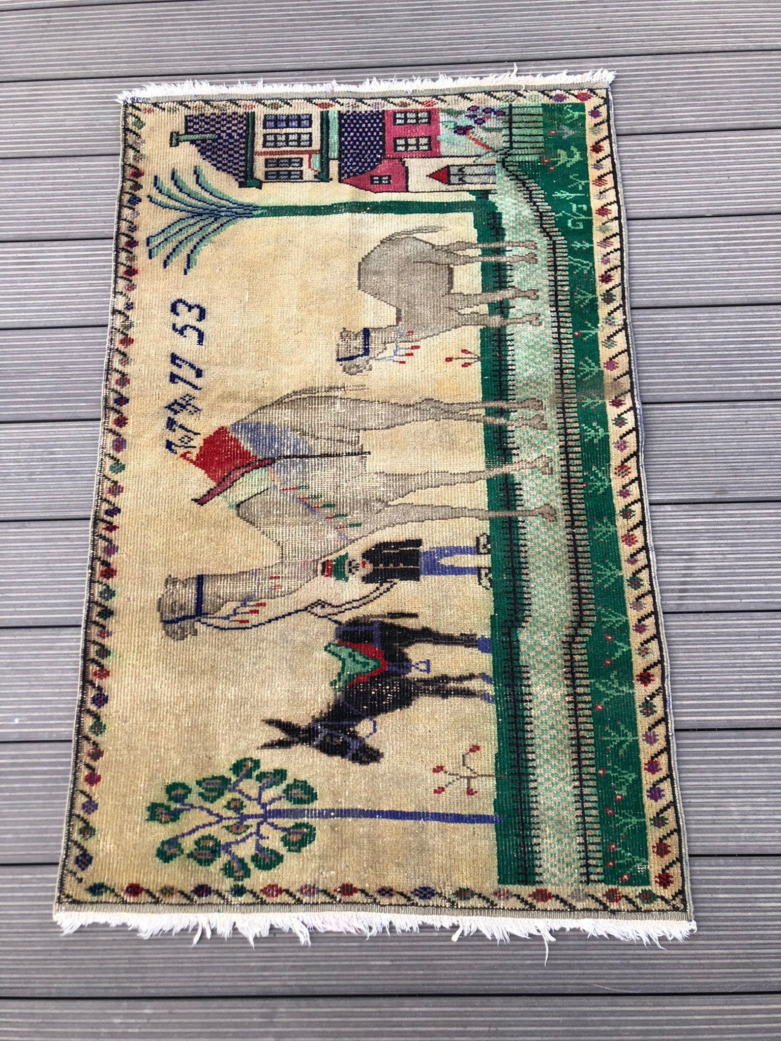 Rug on Rug Man Donkey and Camel Weaving on Rug Decorative - Etsy