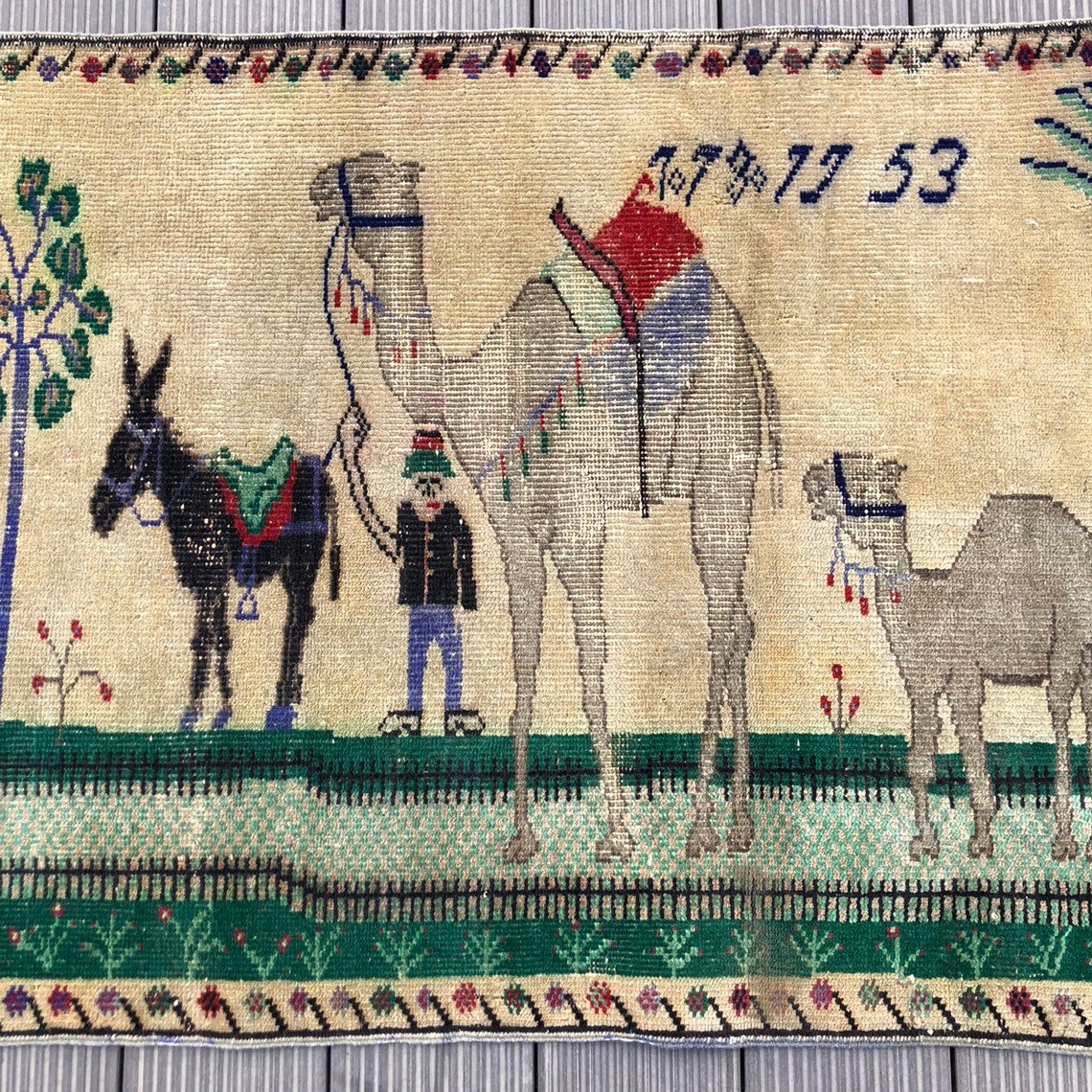 Rug on Rug Man Donkey and Camel Weaving on Rug Decorative | Etsy