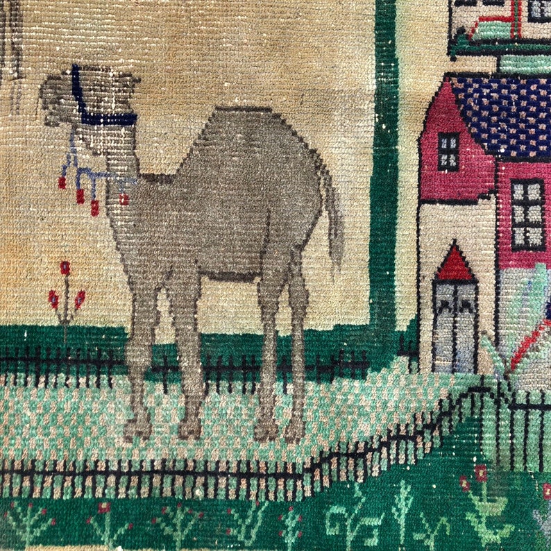 Rug on Rug Man , Donkey and Camel Weaving on Rug Decorative Rug Yellow ...