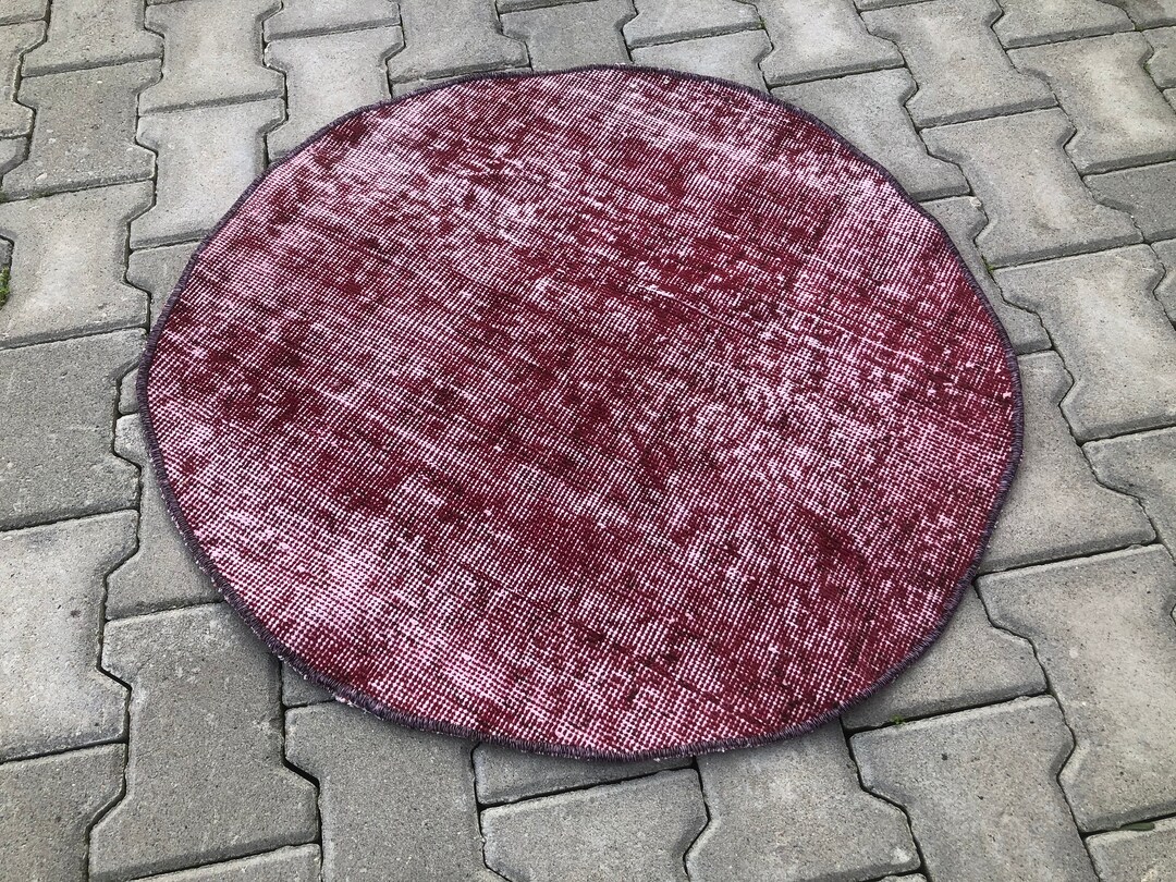 Red Round Rug, Round Boho Rug, 2.6 X 2.6 Ft, Cotton Round Area Rug ...