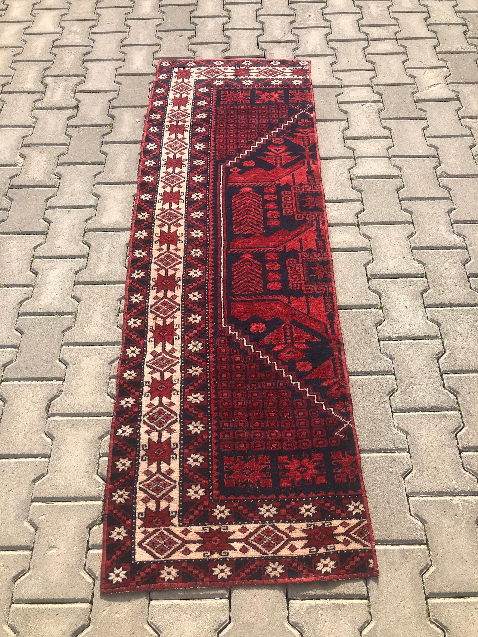 Art Deco Rug Runner Rug 1.9 Ft X 6.1 Ft Boho Decor Rug Vintage Rug ...