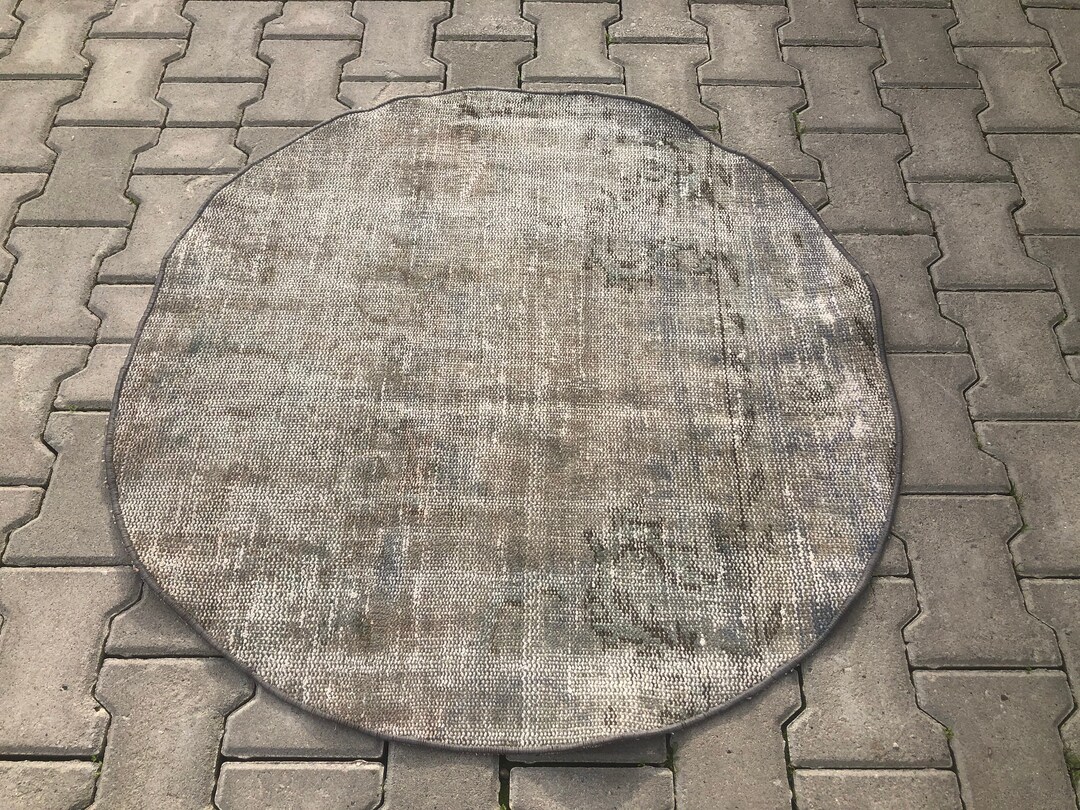 ROUND WOOL RUG, Circle Rug, Faded Design Vintage Rug for Lounge Office ...