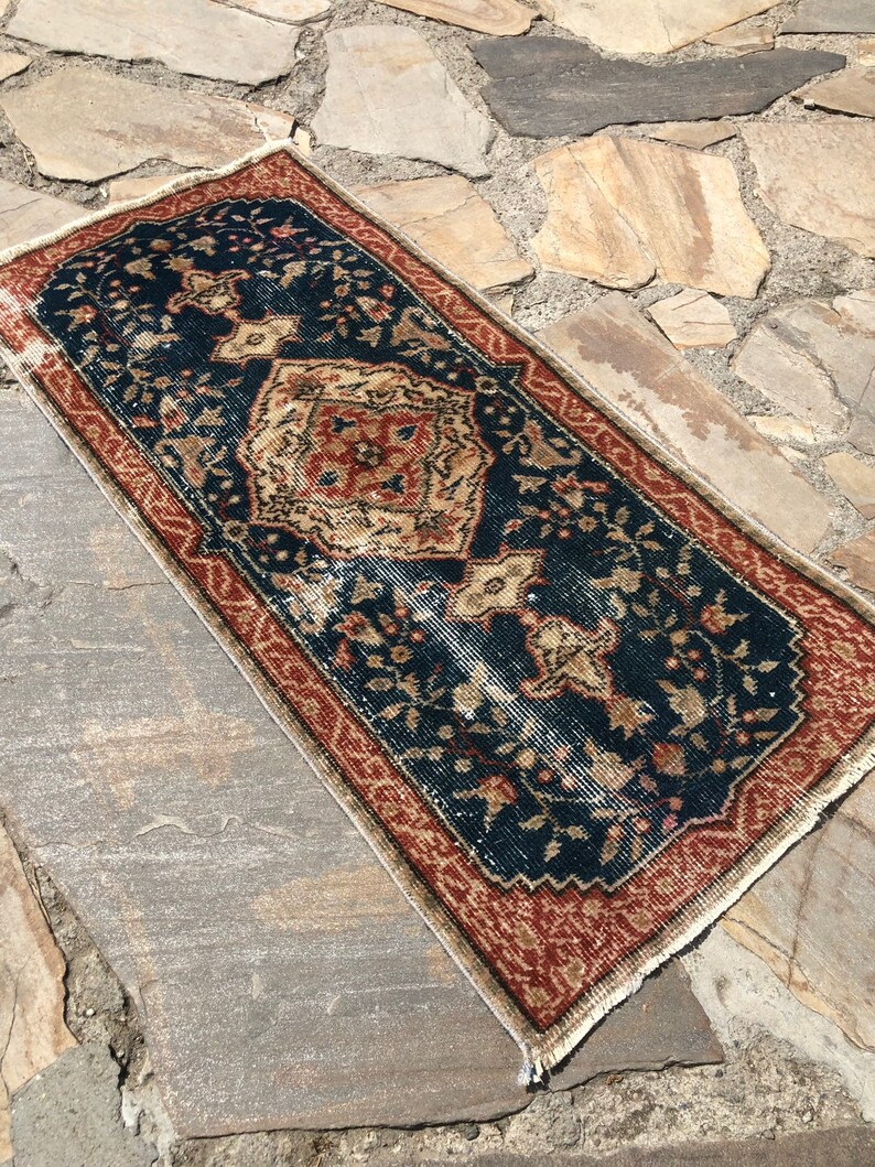 Rug Small Rug Blue Rug 3.3 X 1.5 Ft Rug Blue Ruh Anatolian Rug - Etsy