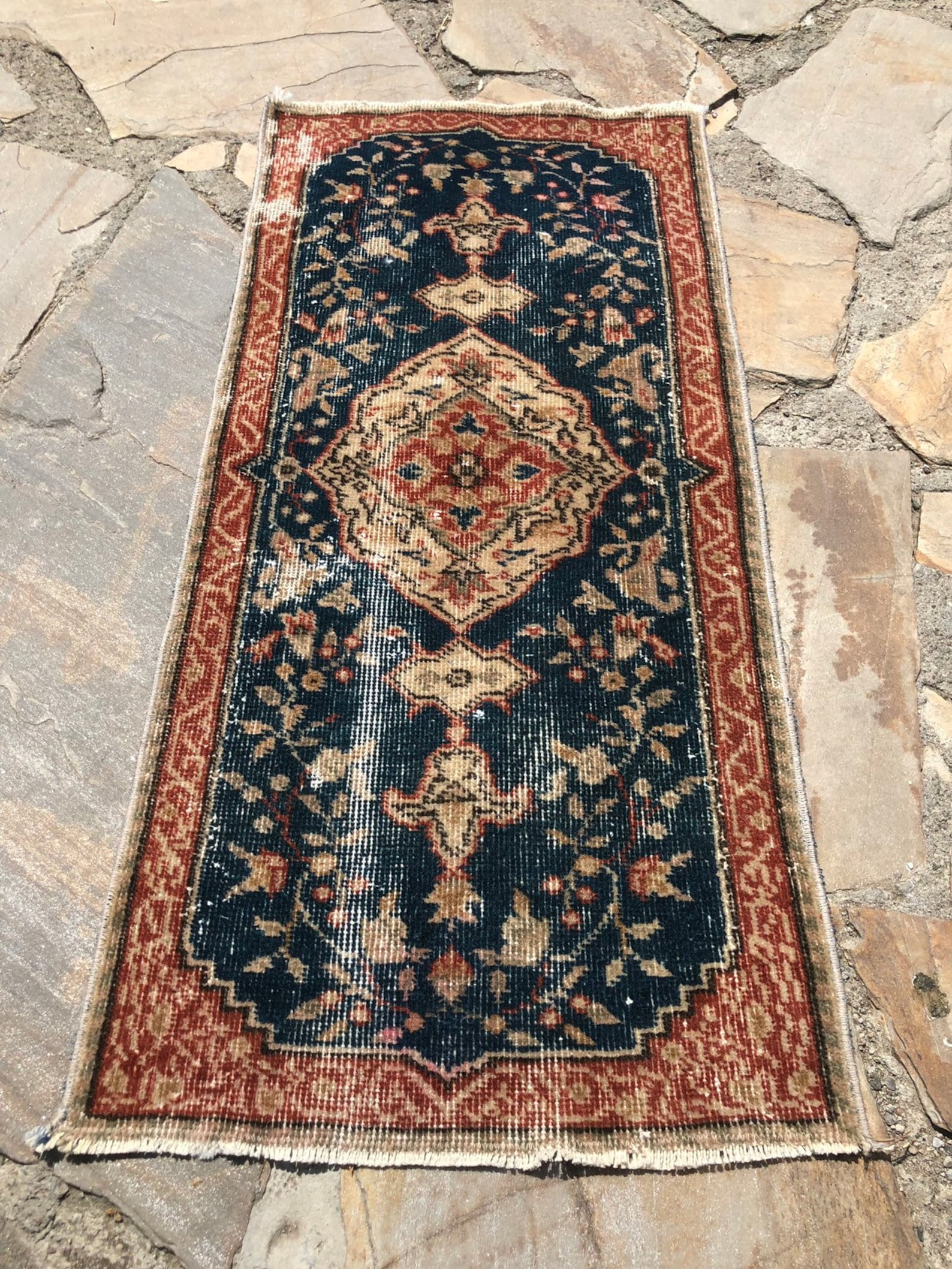 Rug Small Rug Blue Rug 3.3 X 1.5 Ft Rug Blue Ruh Anatolian Rug Carpet ...