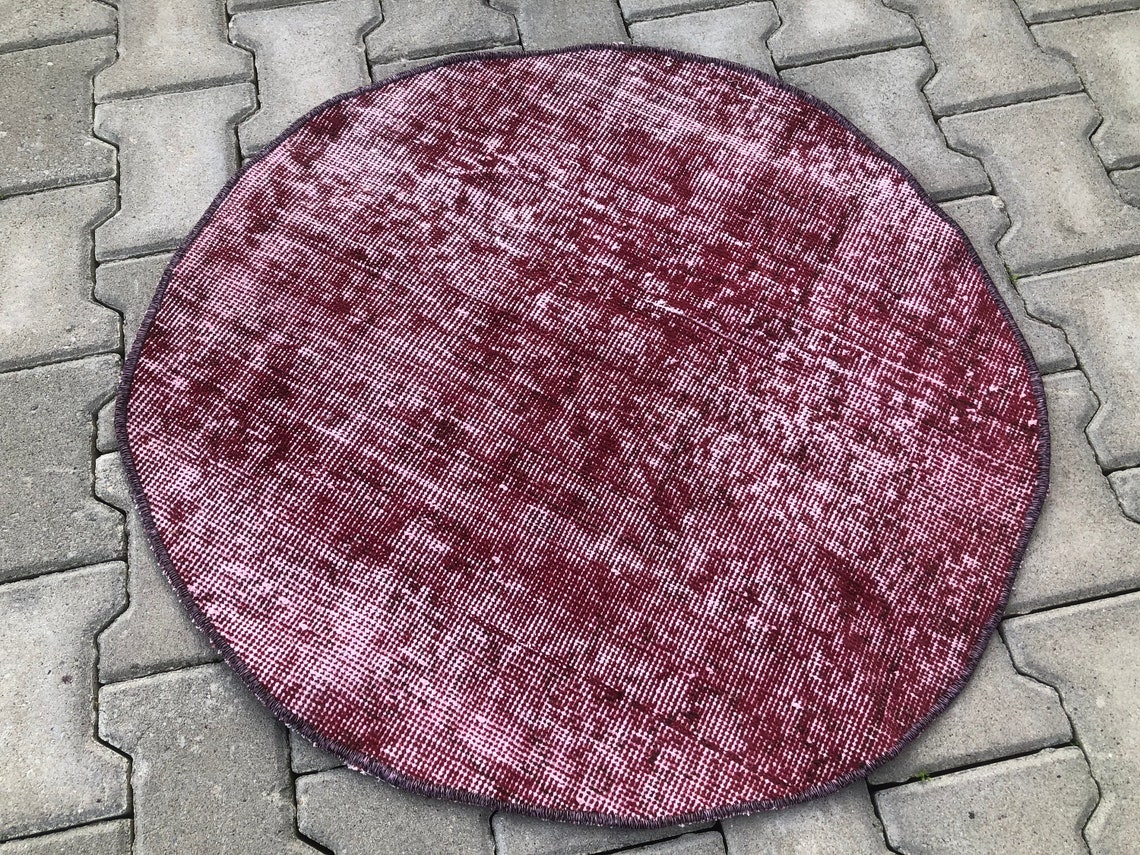Red Round Rug Round Boho Rug 2.6 X 2.6 Ft Cotton Round Area - Etsy