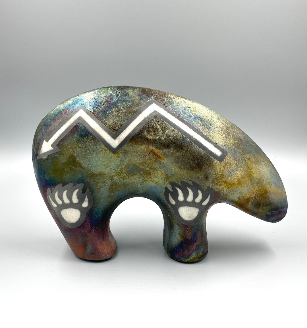 Raku Pottery Spirit Bear Art by Jeremy Diller, Native American Fetish ...