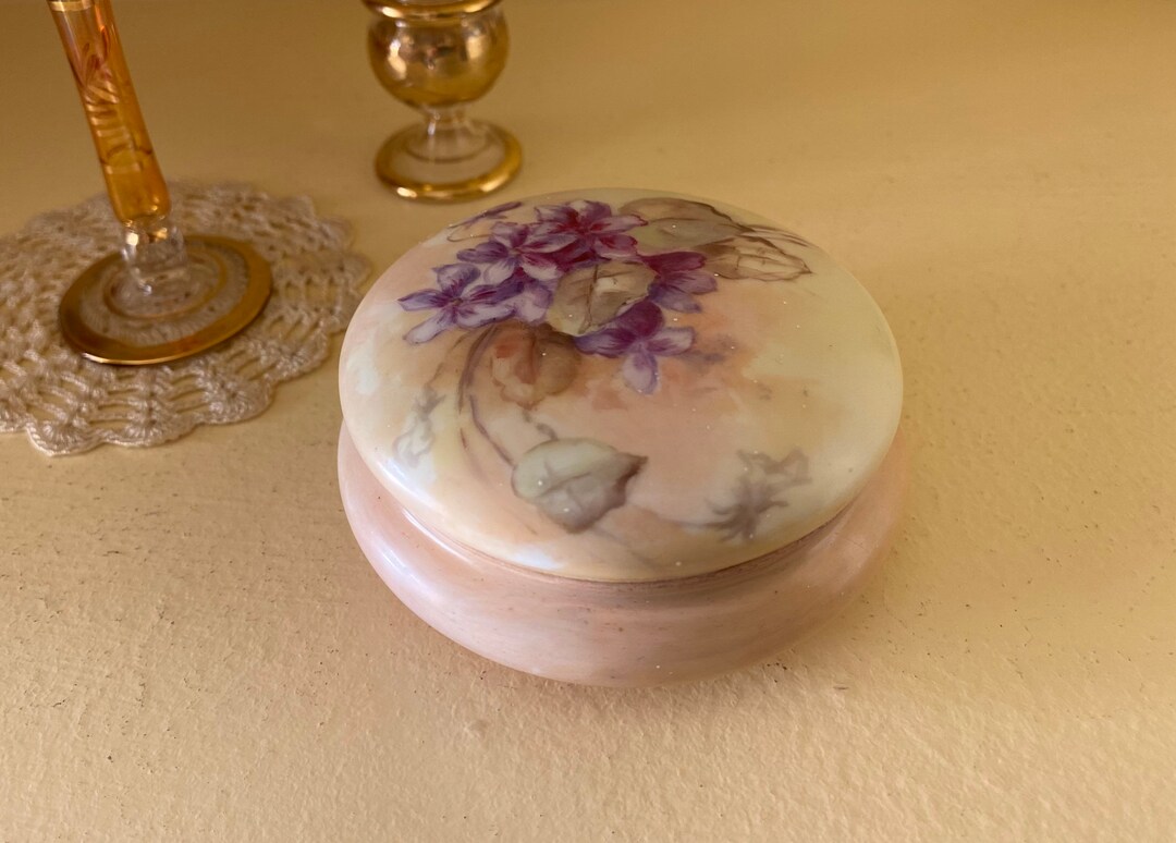 Limoges Hand Painted Porcelain Vanity Jar, Powder Box, D & Co France ...