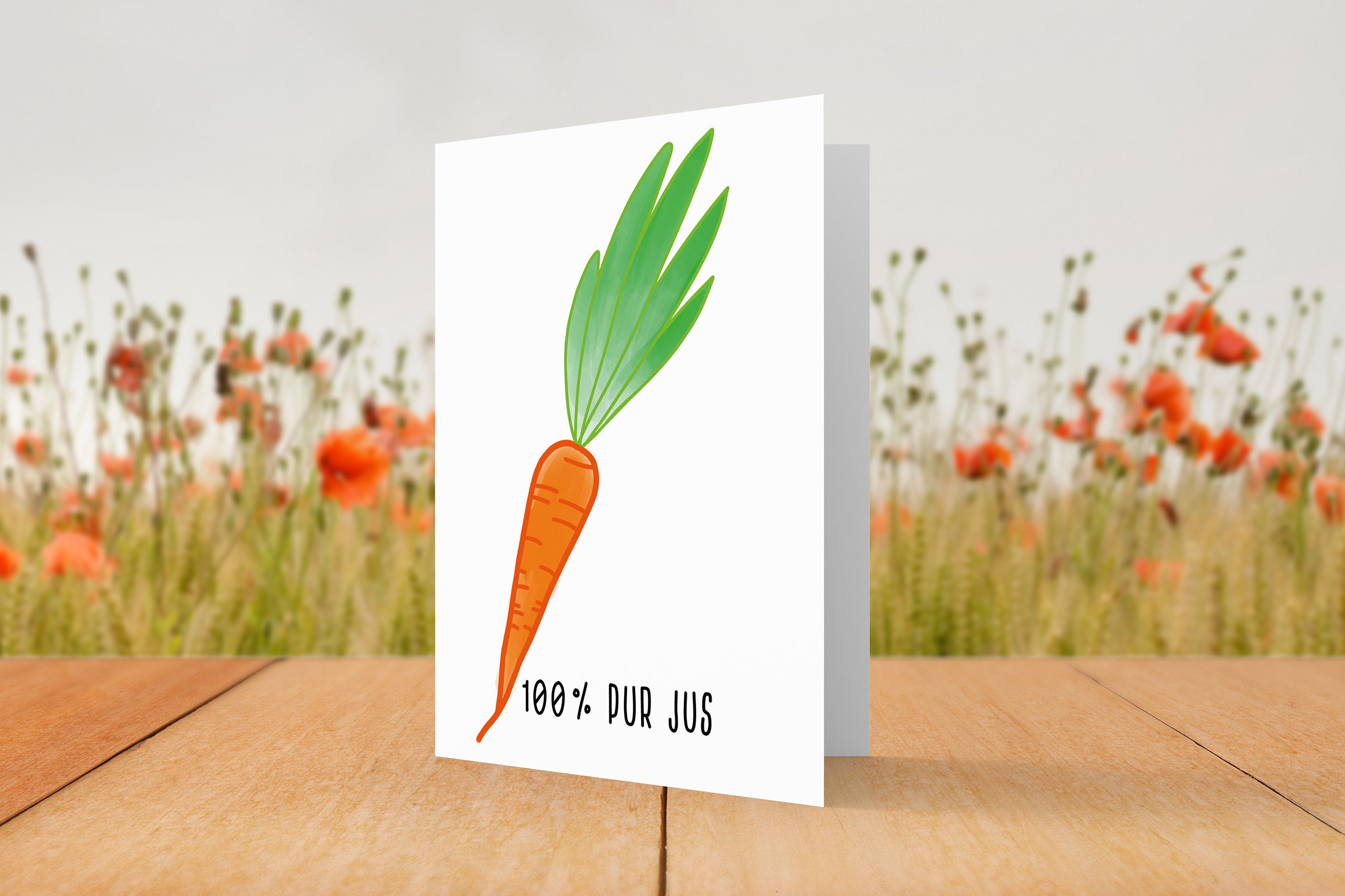 Carrot card with its kraft enveloppe | Etsy