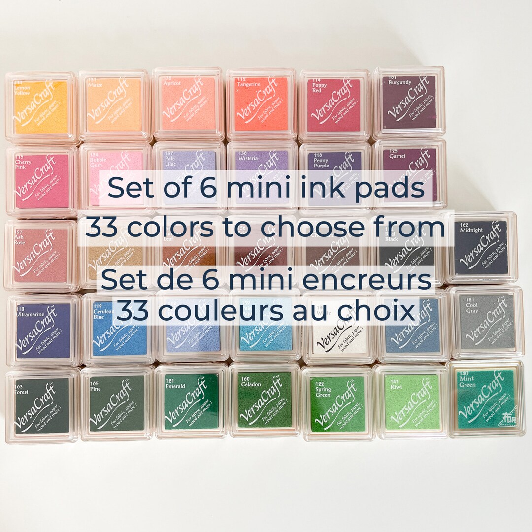 Set of 6 Mini Versacraft Ink Pad. for Fabric, Paper, Wood, Leather or ...