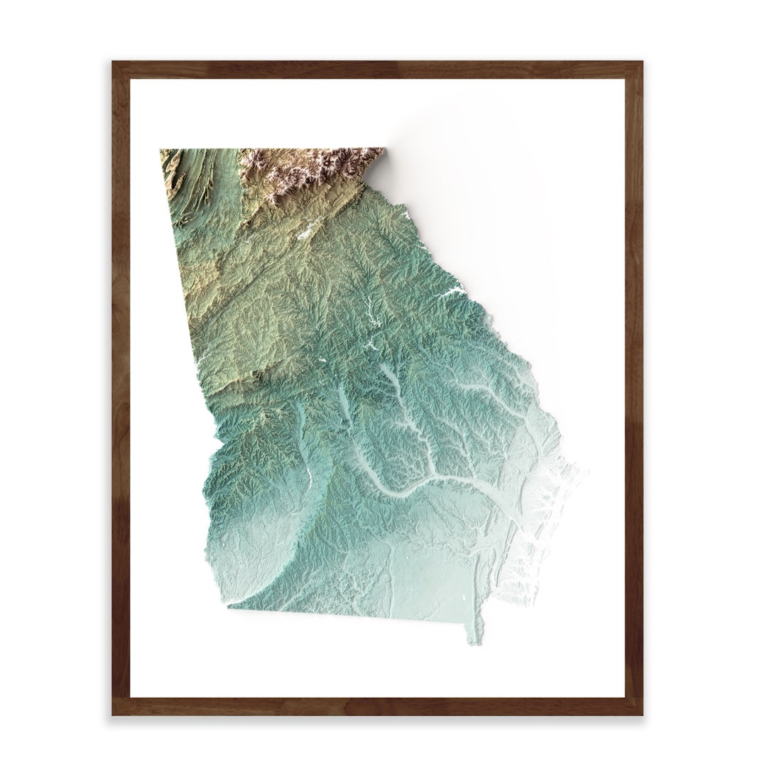 Georgia Shaded Relief Map Earth Tones - Etsy