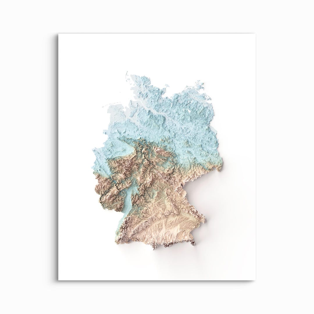 Germany Shaded Relief Map - CHOOSE YOUR STYLE - Unframed Art Print - Etsy