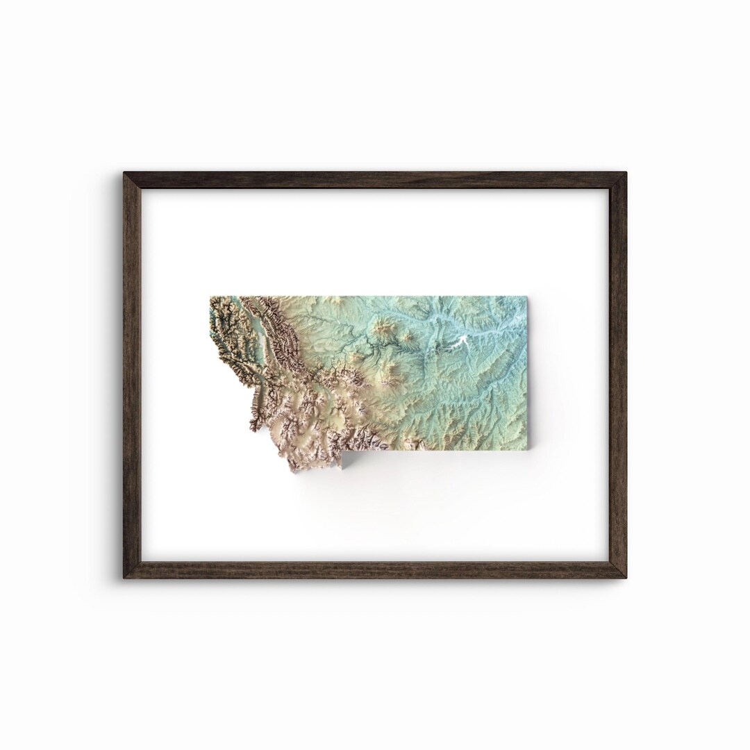 Montana Shaded Relief Map Earth Tones - Etsy Montana Shaded Relief Map Earth Tones - Etsy