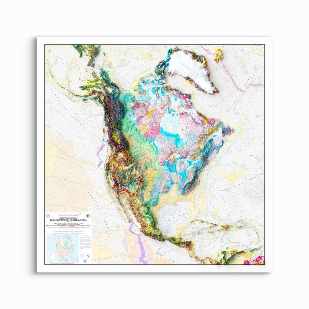 Geologic Map of North America 2005 - Etsy