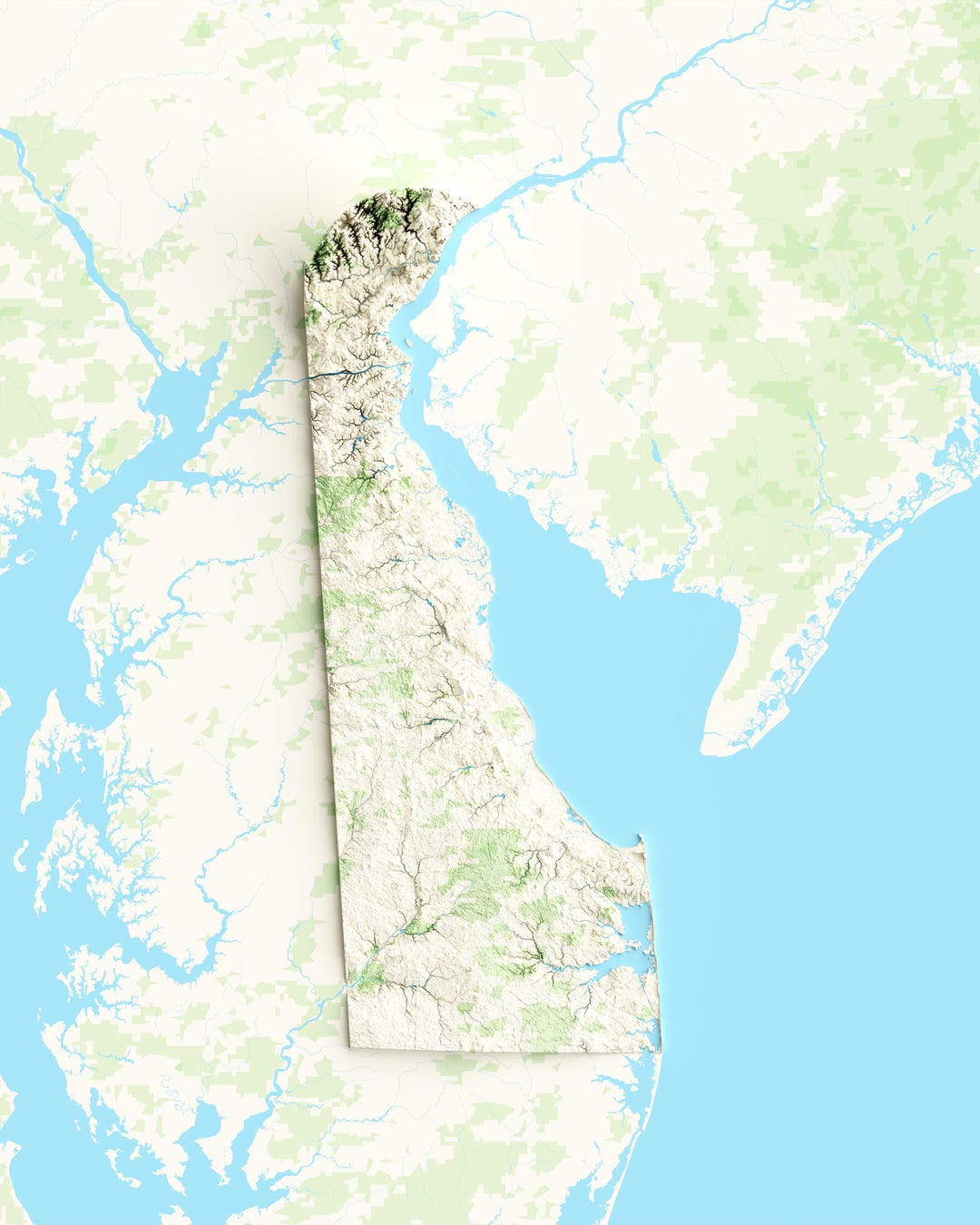 Delaware Shaded Relief Map CHOOSE YOUR STYLE - Etsy