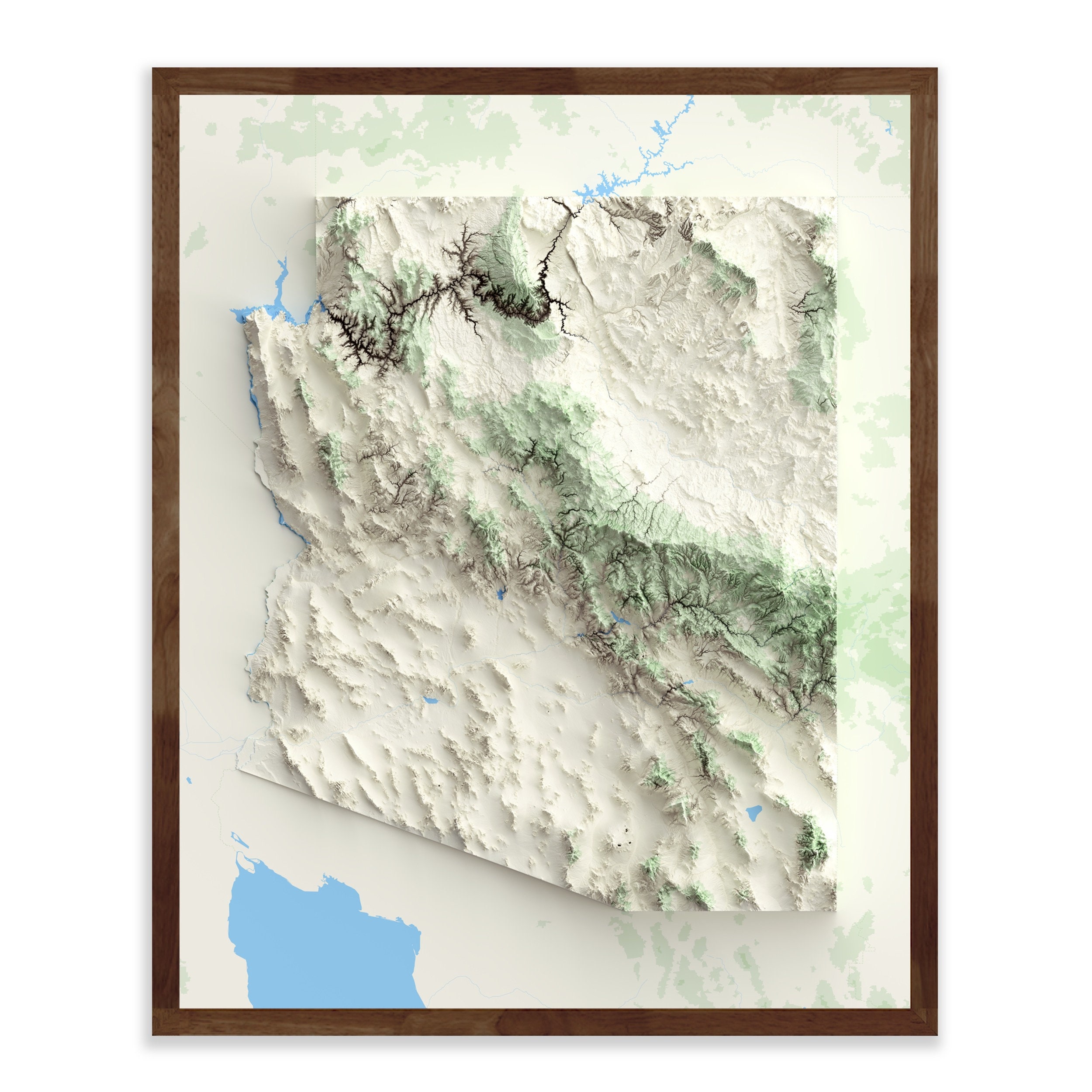 Arizona Shaded Relief Map Multiple Styles - Etsy
