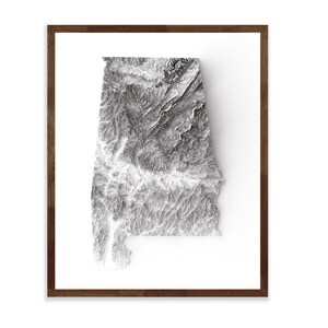 Alabama Shaded Relief Map Multiple Styles - Etsy