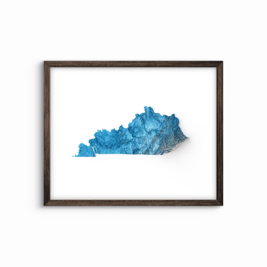 Kentucky Shaded Relief Map Shades of Blue - Etsy