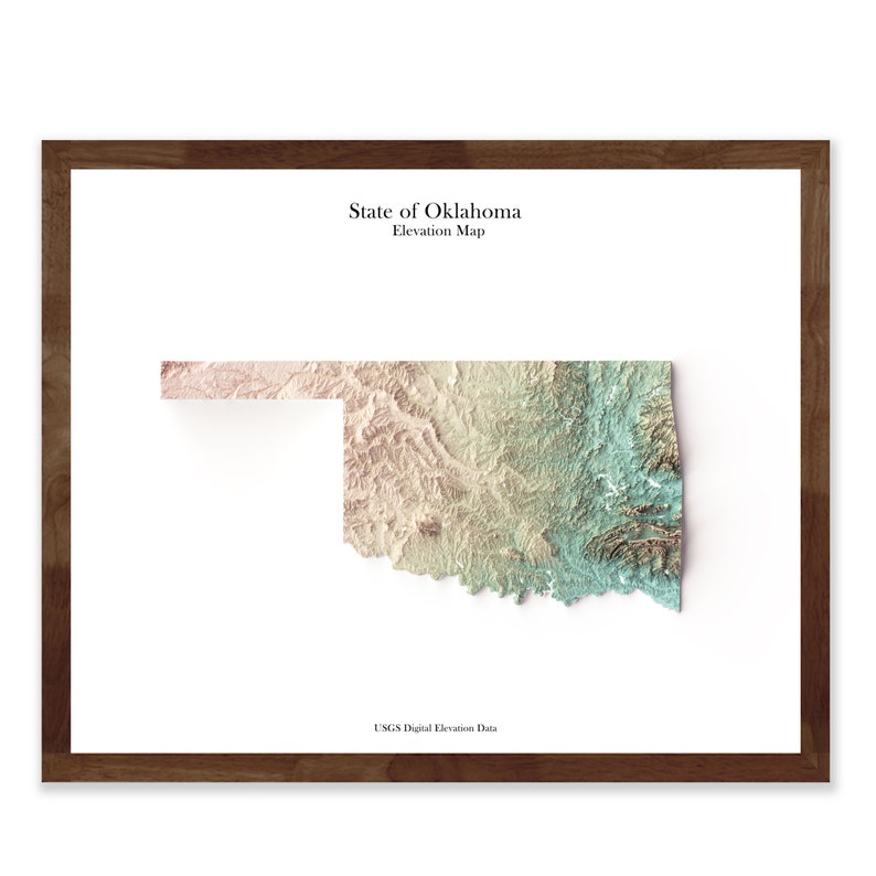 Oklahoma Shaded Relief Map Multiple Styles - Etsy