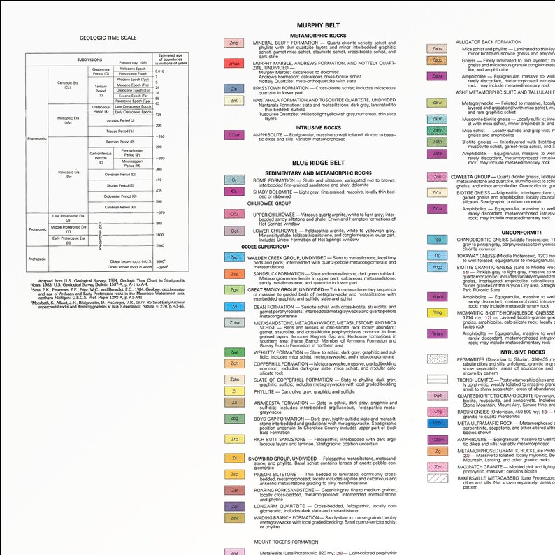North Carolina Geologic Map Print: 1985 Shaded Relief Elevation - Etsy