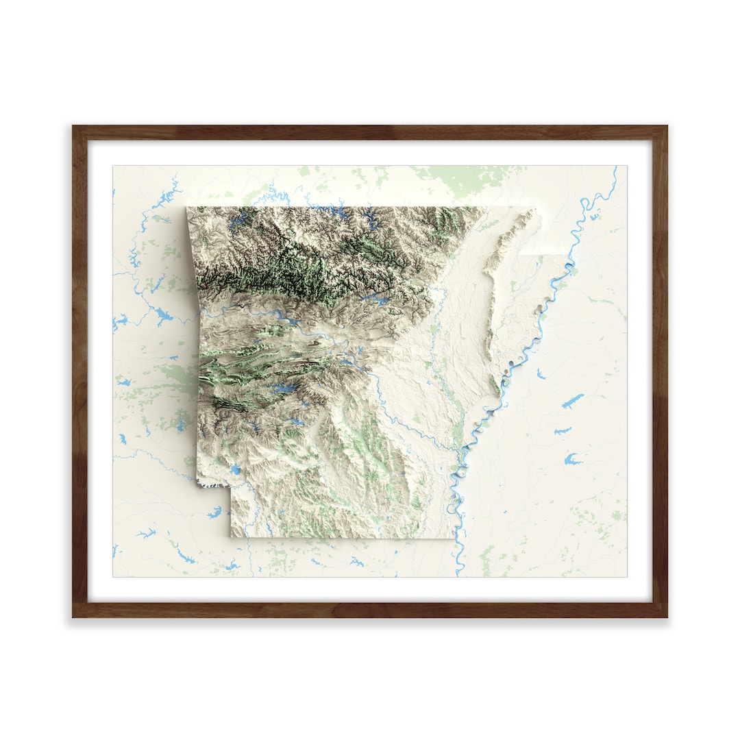 Arkansas Shaded Relief Topographic Map - Etsy