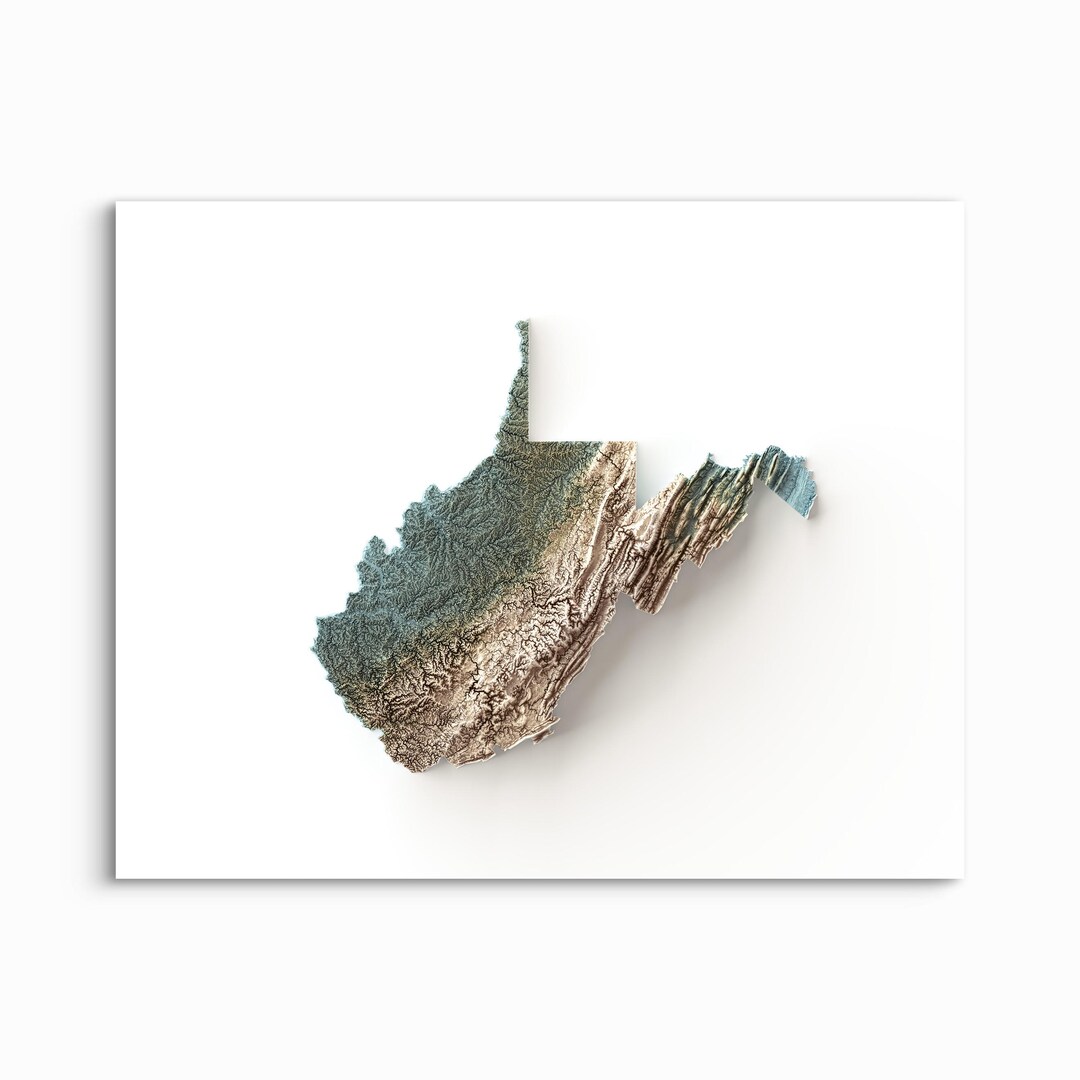West Virginia Shaded Relief Map - CHOOSE YOUR STYLE - Unframed Print ...