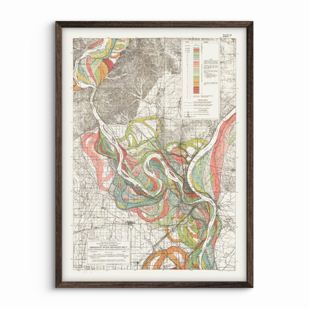 Mississippi Meander Belt Sheet 1, Plate 22 - Harold Fisk, USACE 1944 - Etsy