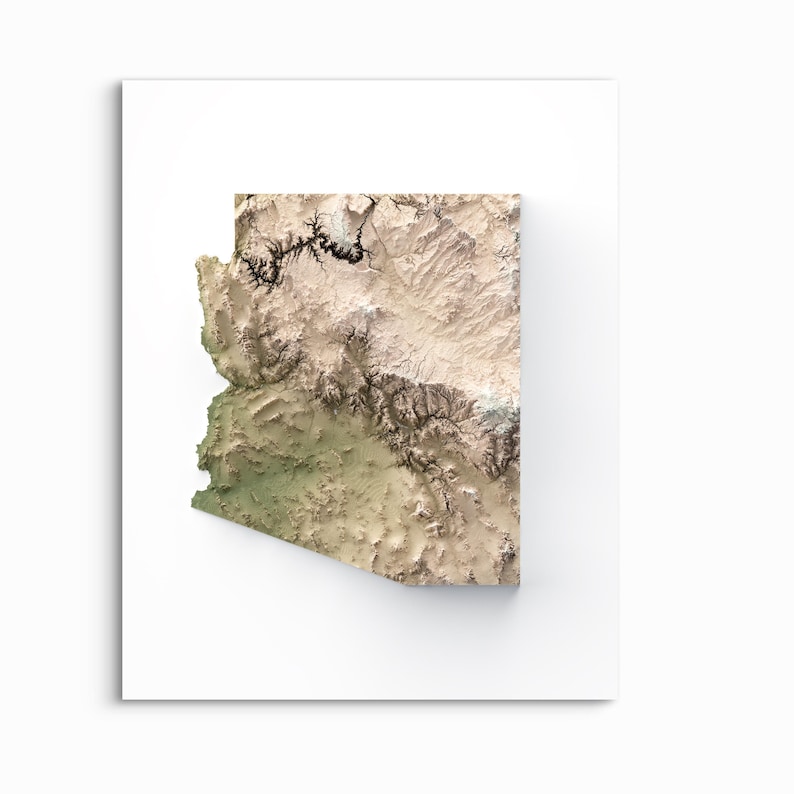 Arizona Shaded Relief Map - CHOOSE YOUR STYLE - Unframed Print ...