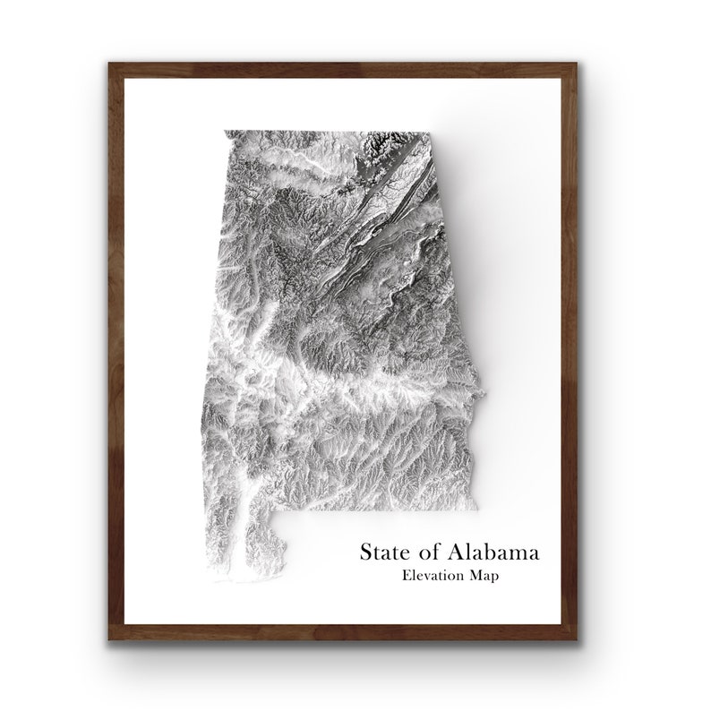 Alabama Shaded Relief Map Multiple Styles - Etsy