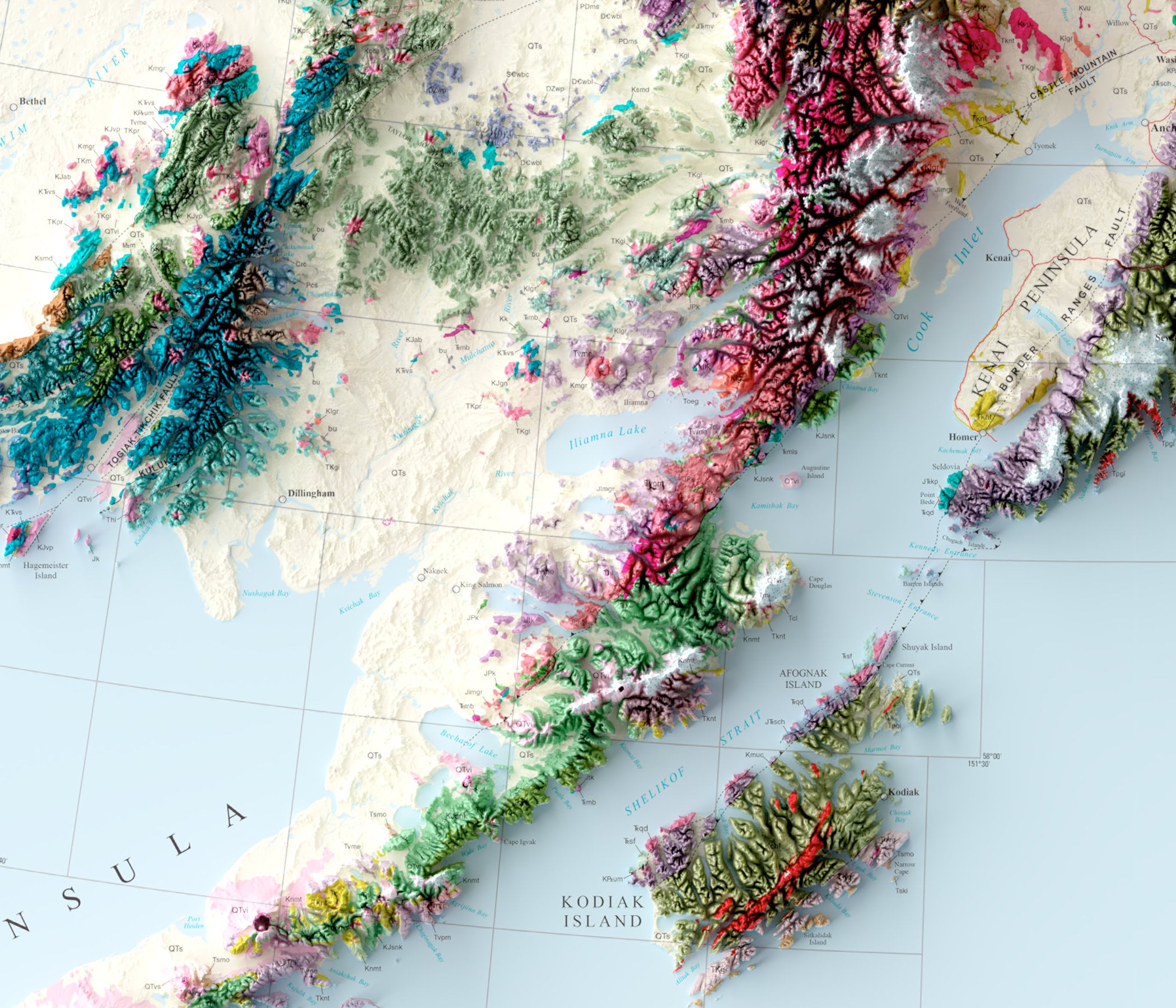 Alaska Shaded Relief Map: Geologic Map Print - Etsy Australia