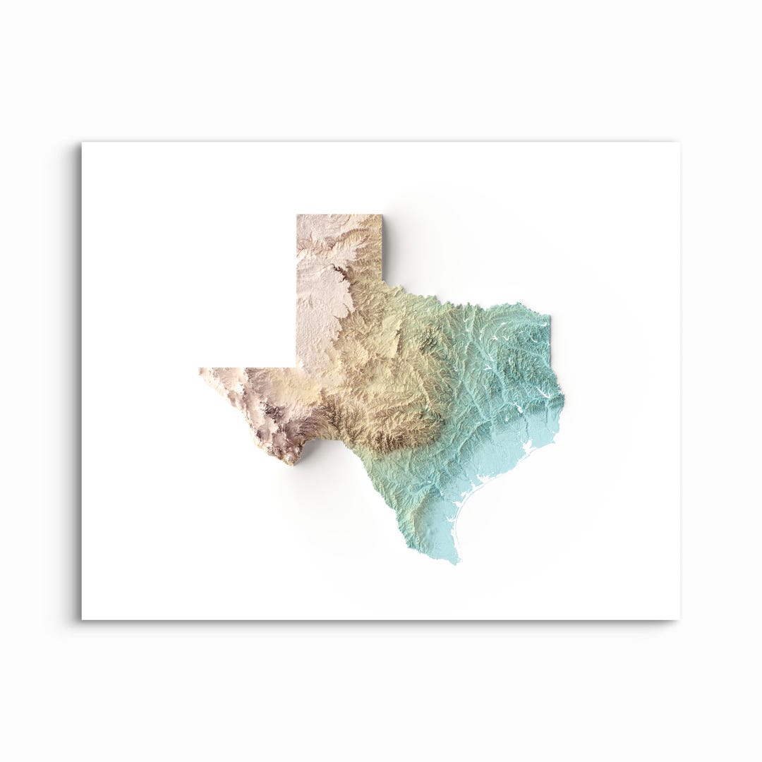 Texas Shaded Relief Map Print: Choose Your Style - Etsy