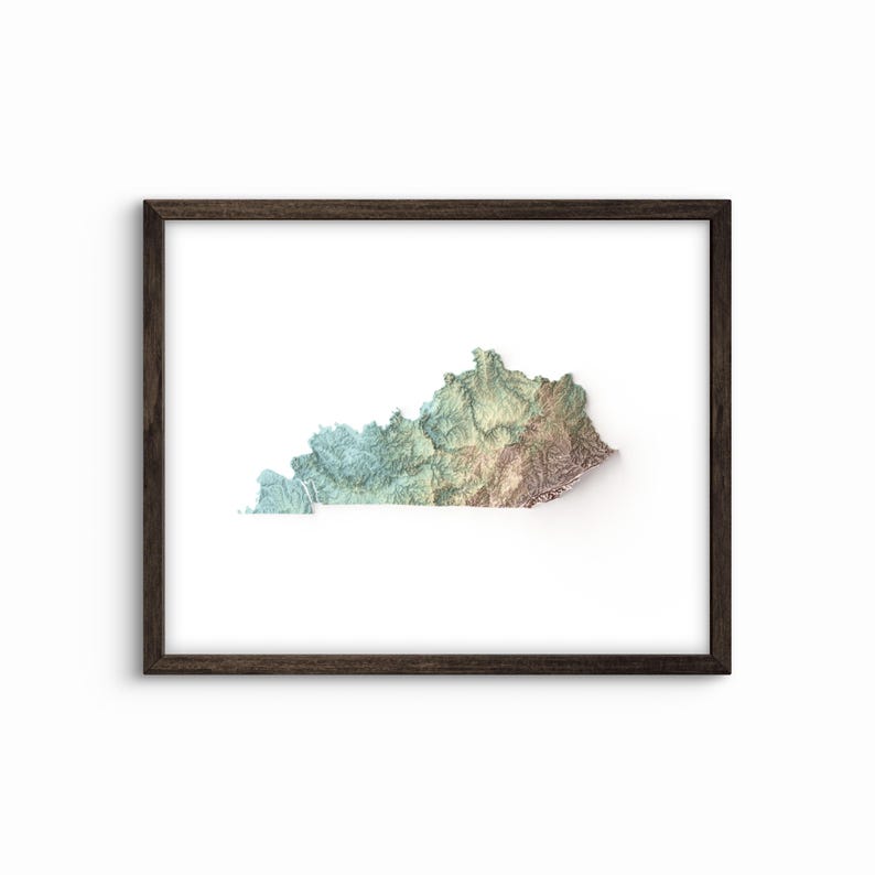 Kentucky Shaded Relief Map Earth Tones - Etsy