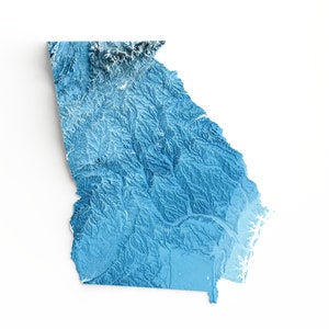 Georgia Shaded Relief Map Shades of Blue - Etsy