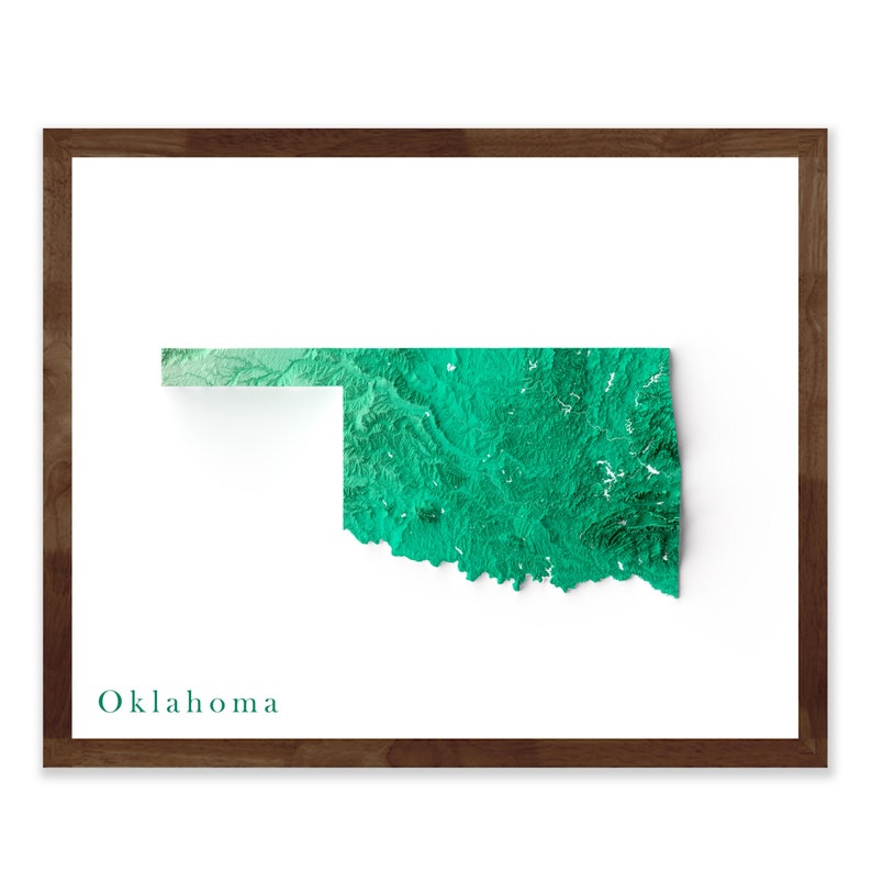 Oklahoma Shaded Relief Map Multiple Styles - Etsy