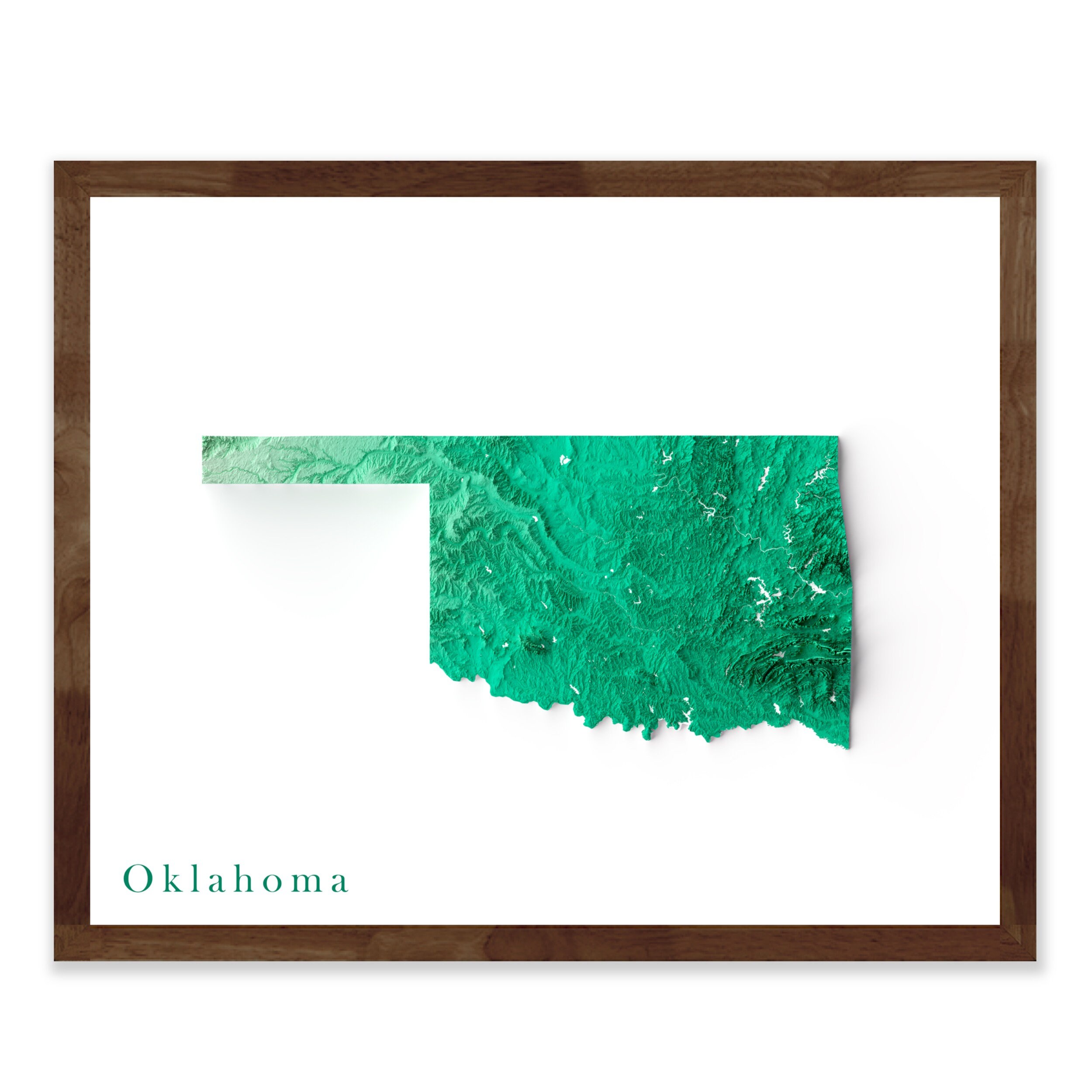 Oklahoma Shaded Relief Map Multiple Styles - Etsy