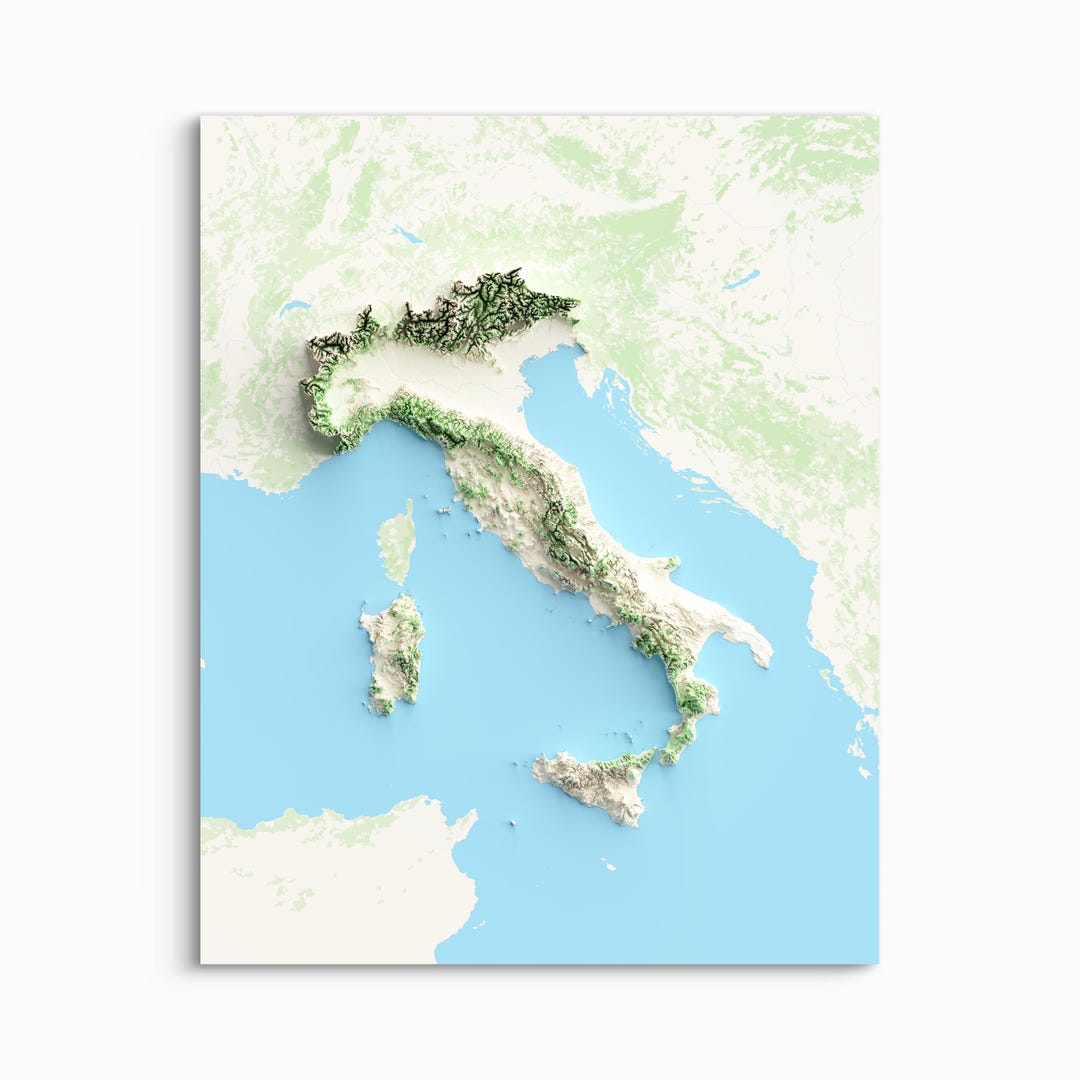 Italy Shaded Relief Map - CHOOSE YOUR STYLE - Unframed Art Print - Etsy