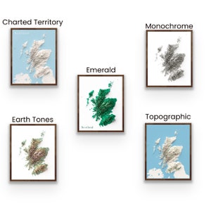 Scotland Shaded Relief Map Multiple Styles - Etsy