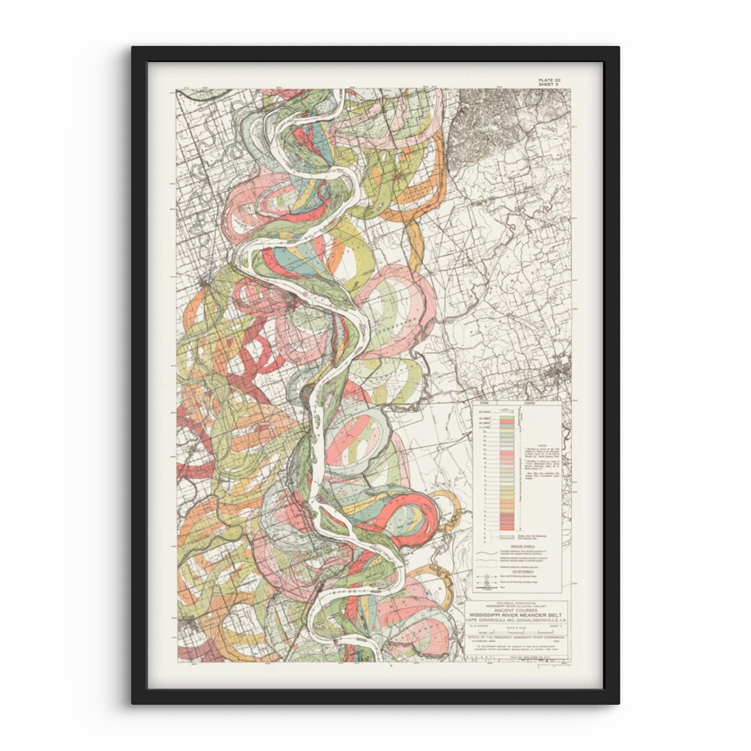 Mississippi Meander Belt Sheet 3, Plate 22 - Harold Fisk, USACE 1944 - Etsy