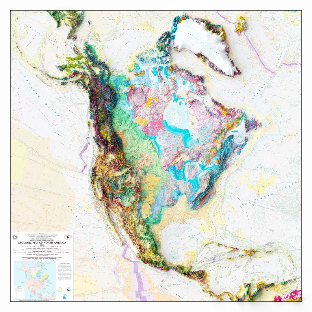 Geologic Map of North America 2005 - Etsy
